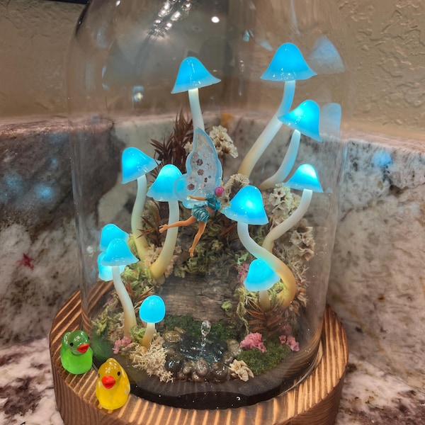 Enchanted Forest Mushroom Lamp, Yellow Mushroom Night Light, Table Top Decor, Fairy Tale Decor ...