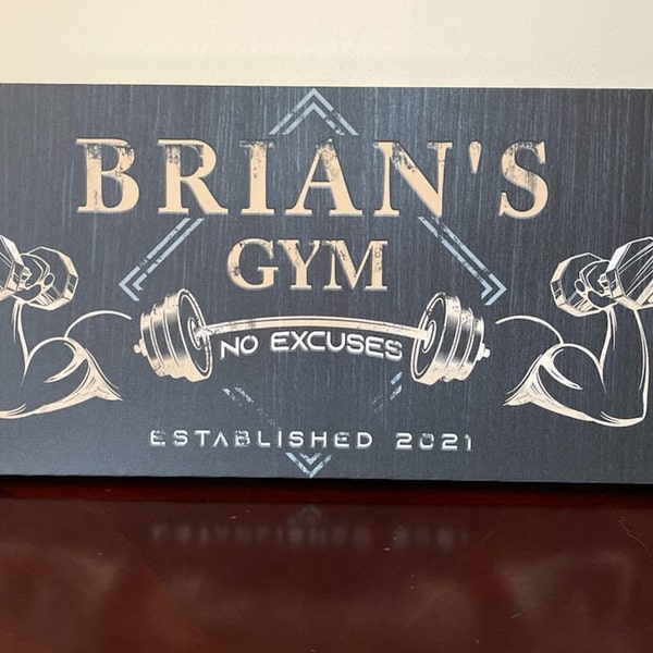 Home Gym Sign No Excuses Custom Name Workout Room Wall Art Cross Fit ...