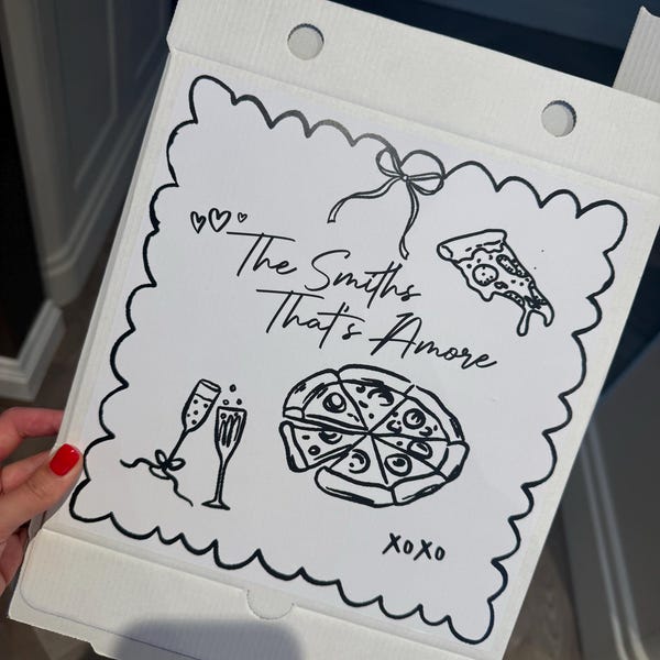 Personalised Wedding PIZZA Box | BLUE CHECKERBOARD | Takeaway Buffet ...