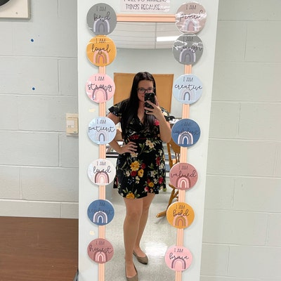 BOHO RAINBOW Affirmation Station Positive Affirmations Mirror Display ...