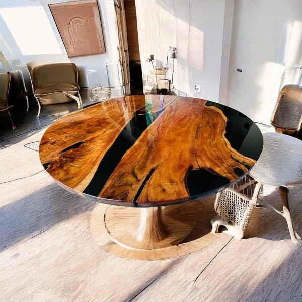 Round Epoxy Dining Table, Round Dining Table, Clear Epoxy Table, Epoxy ...