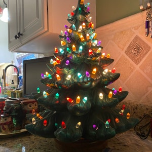 Wood Ceramic Christmas Tree Base With Light | Etsy