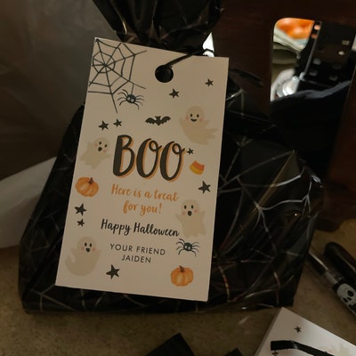 Editable Halloween Favor Tags Boo Gift Tag Costume Party Trick or Treat ...