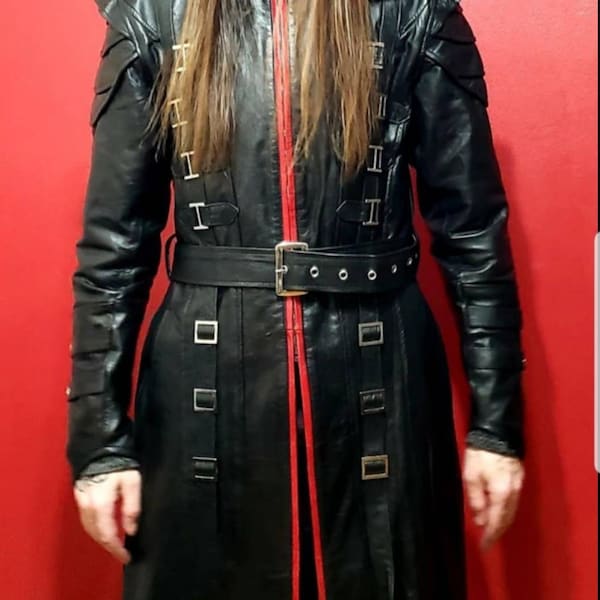Premium Leather Blue Trench Coat - Handmade Halloween Vampire Coat ...