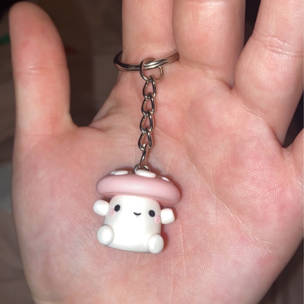 Mushroom Keychain, Charm, Figurine, Stitch Marker, Cute, Kawaii, Clay ...