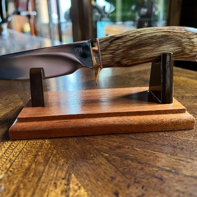Pocket Knife Display Stand Gloss Thick Slice Brown Agate Stone Slab ...