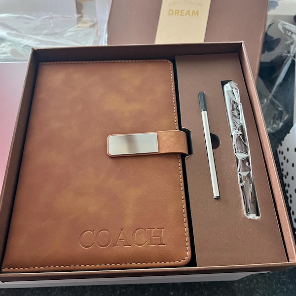Custom Initials Notebook With Pen,personalized A5 Vegan Leather ...