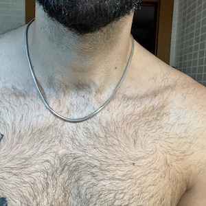 Solid Round Sterling Silver Snake Chain Necklace 925, Antique Design ...