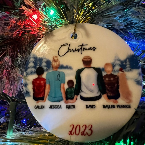 Custom Family Ornament, Family With Kids, Custom Christmas Ornament ...