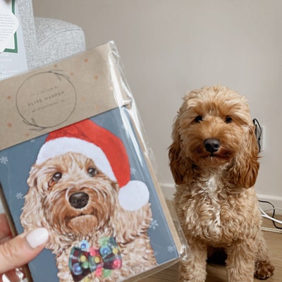 Red/golden Cockapoo Christmas Card - Etsy
