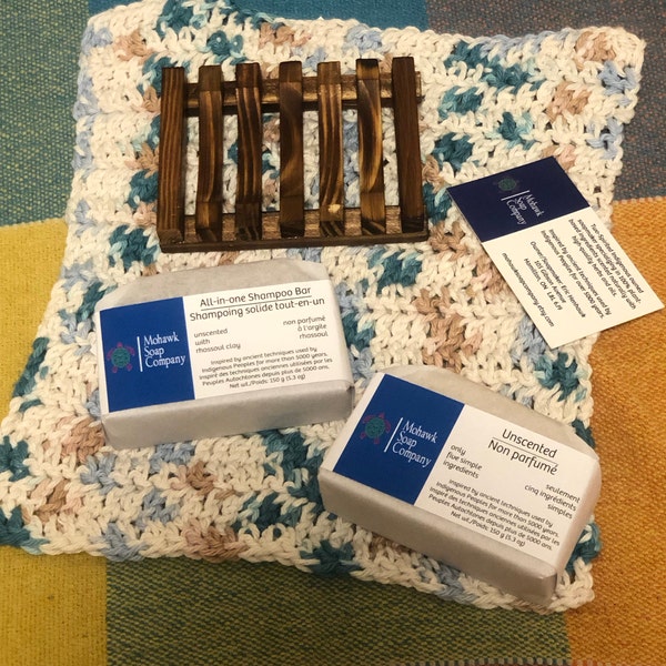 Indigenous Soap Gift Set | Two Large Bars, Crocheted Cotton Washcloth ...