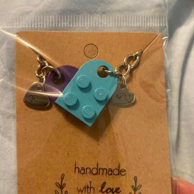 Initial Heart Keychain Set / Made With Genuine LEGO® /split Ring ...