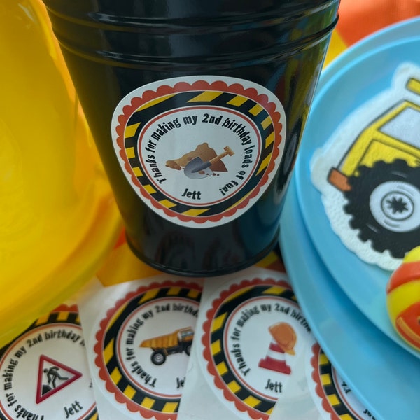 Construction Birthday Stickers Party Favor Stickers Boys 1st Birthday ...