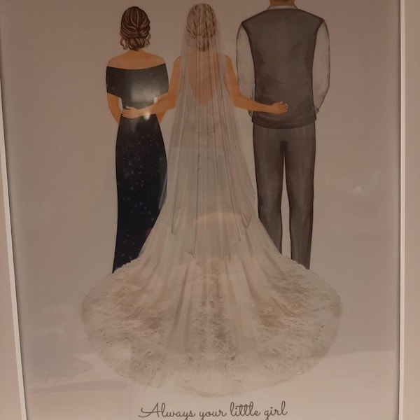 Personalized Bride and Parents Portrait Art DIGITAL | Mother & Father ...