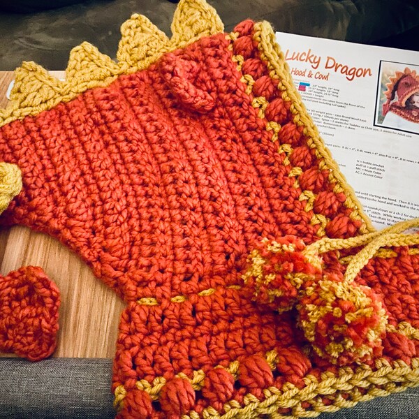 CROCHET PATTERN - Lucky Dragon Hood & Cowl - Crochet Hood Pattern ...