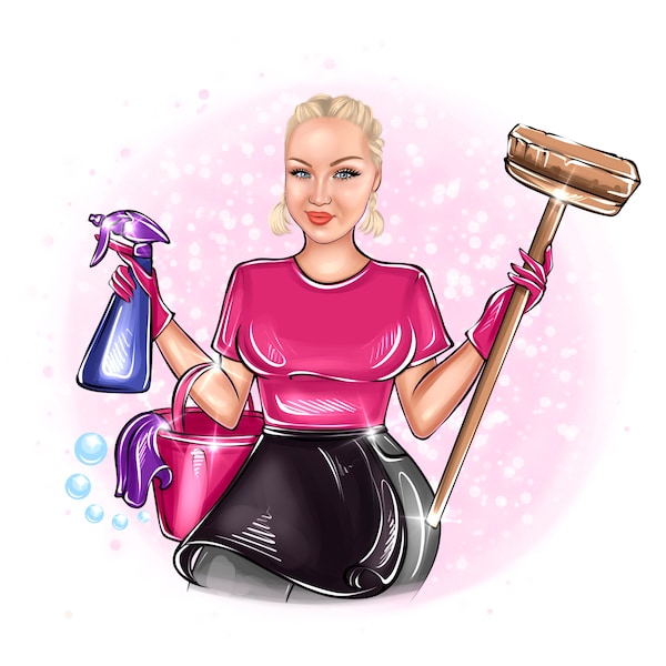 Cleaning Business Logo,house Chores Logo,cartoon Logo Design,office ...