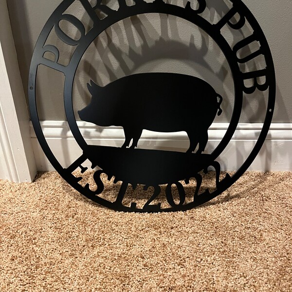 Pig Farm Sign, Animals Farm, Established, Silhouette Farm, Steel Sign ...