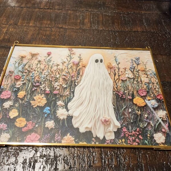 Ghost Reflection on Vanity Mirror Wall Art | Spooky Ghost Makeup Room ...