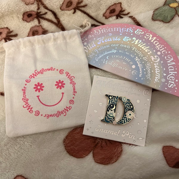 Botanical Letter Enamel Pin - Personalize With Your Initial or Monogram ...