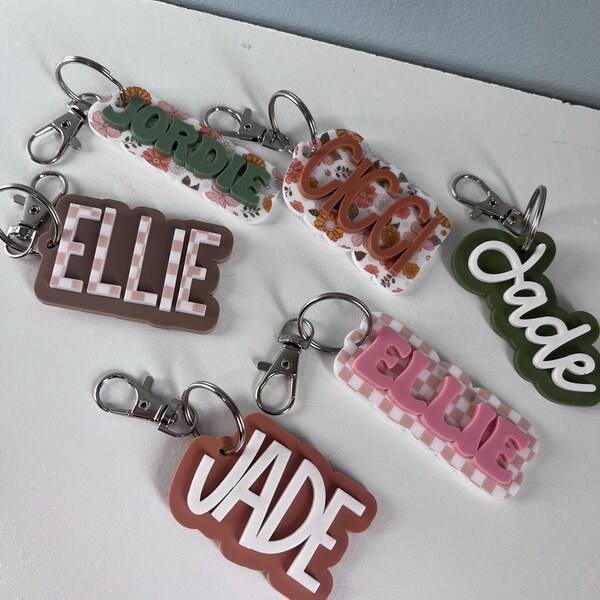 Acrylic Name Keychain, 3D Name Keychain, Backpack Keychain, Kids ...
