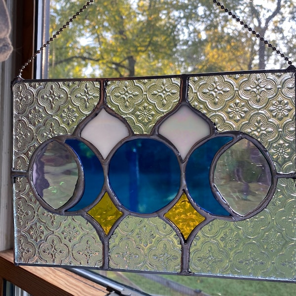 Stained Glass Triple Moon Goddess Panel, Whimsy Decor, Bohemian Decor ...