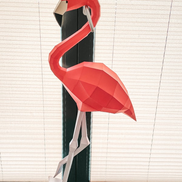 Papercraft Flamingo, 3D Paper Craft Model, DIY Paper Sculpture, Wall ...