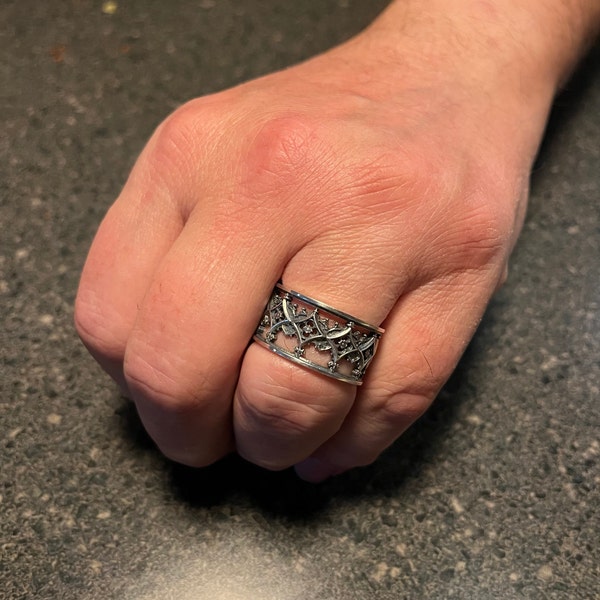 Sterling Silver Gothic Ring, Uniquely Designed Wedding Ring, Cathedral ...