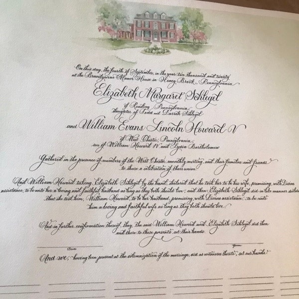 Beautiful Family Trees in Calligraphy With Custom Watercolors, Wedding ...