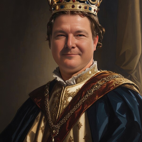 Personalized King Royal Portrait From Photo Renaissance Portrait Custom Man Portrait Digital