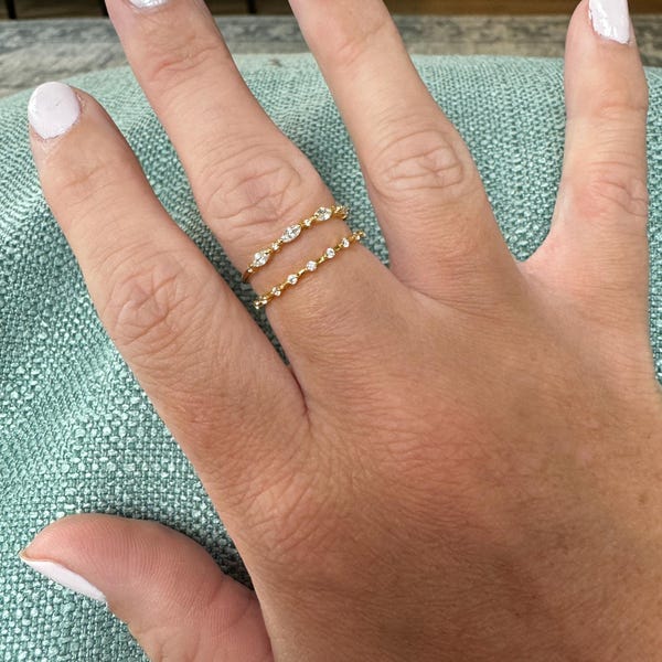 Diamond Stacking Ring Set by Caitlyn Minimalist Set of 3 Dainty ...