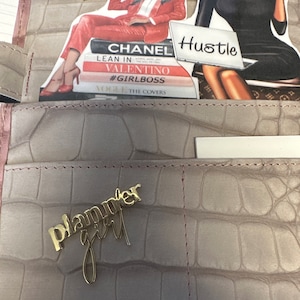 PLANNER MAGNETIC CHARM Gold & Silver Enamel Pin Metal Brooch Planner ...