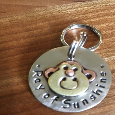 Small Dog ID Tag Metal Pet Tag Monkey - Etsy