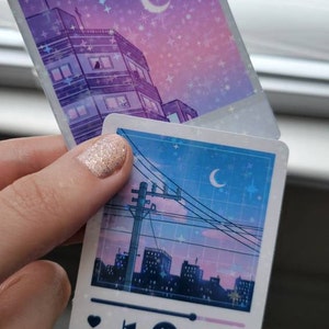 Holographic Aesthetic Sticker: Lofi City Polaroid Stickers for Planners ...