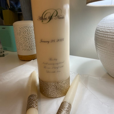 BLING Personalized Unity Candle Set With Monogram, Wedding Candles ...