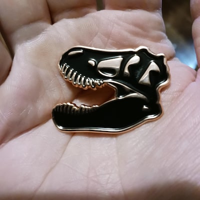 T. Rex Skull Black & Rose Gold Soft Enamel Pin LIMITED EDITION - Etsy