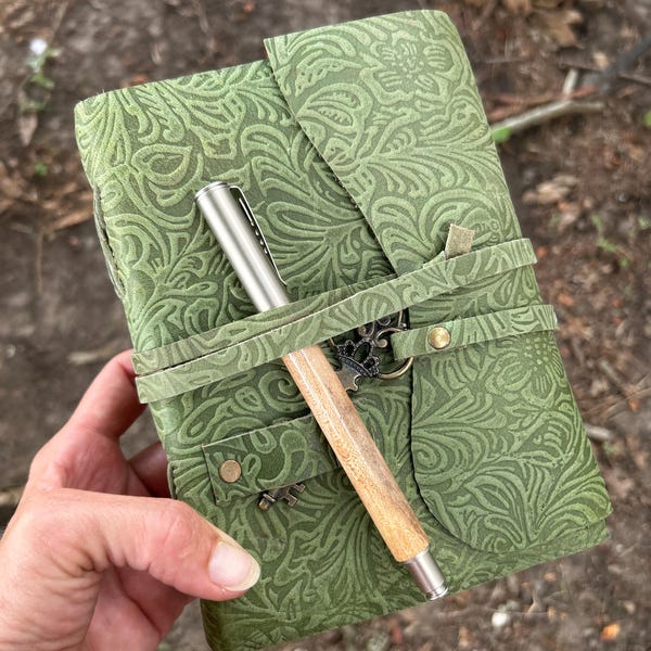 Large Journal Pentagram Vintage Leather Journal Grimoire Book of ...