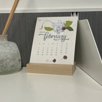 2024 Desk Calendar With Wood Stand, Flora Desk Calendar 2024, Standard ...