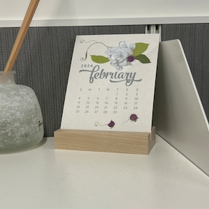 2024 Desk Calendar With Wood Stand, Flora Desk Calendar 2024, Standard ...
