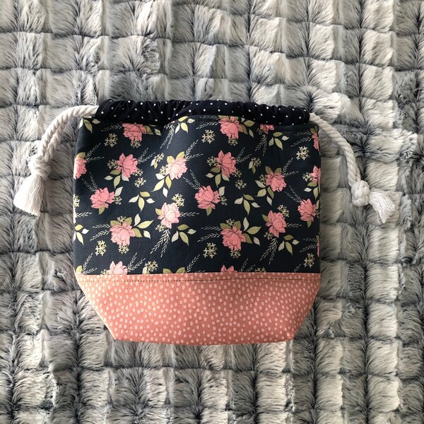 Coral Floral Project Bag, Spring Project Bag, Knitting Project Bag ...