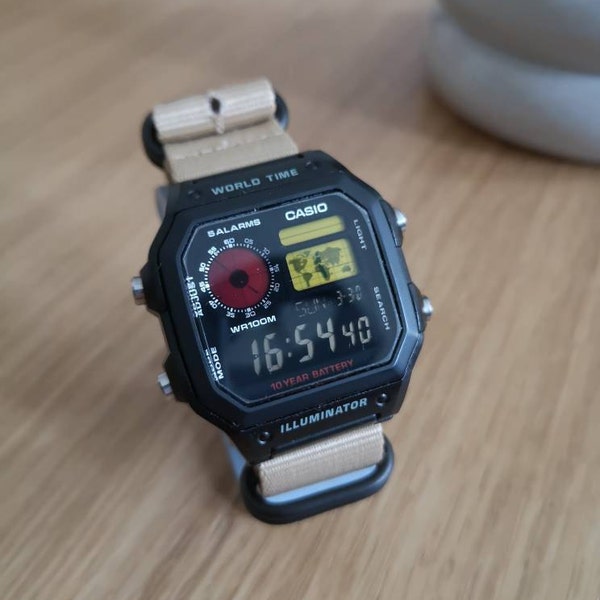 Casio Watch Modified Custom Casio Mod Vintage Stealth Black Digital ...
