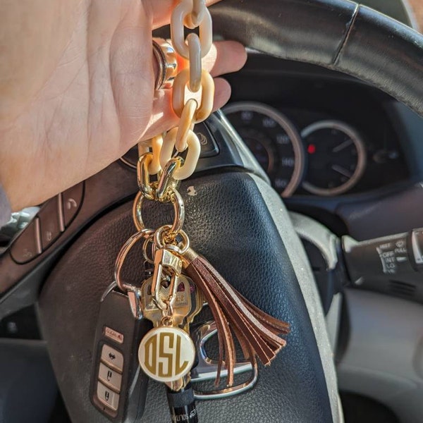 Personalized Chunky Chain Link Wristlet Keychain, Personalized Gift ...