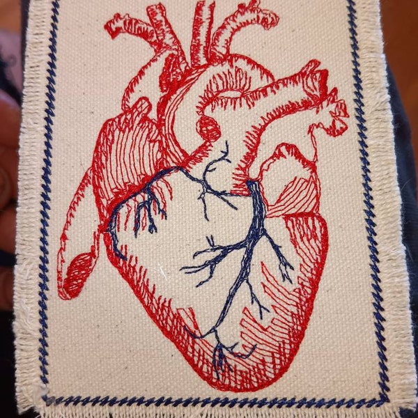 Anatomical Heart Embroidered Patch Canvas Patch - Vintage Style - Etsy