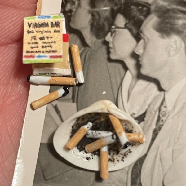 1:12 Scale Miniature Cigarettes and Shell Ashtray With Matchbook - Etsy