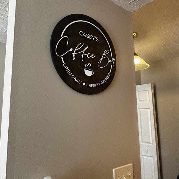 Coffee Bar Sign - Custom Round Wood Sign - 3D Sign - Personalized Gift ...