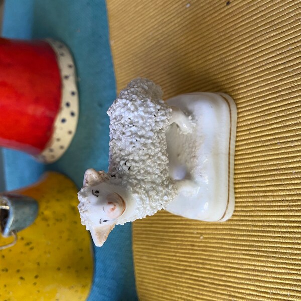 Antique German Pink Pig Fairing, Two Pigs at the Water Pump One Bathing ...