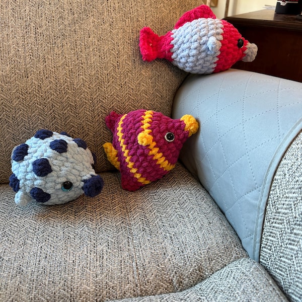 3 in 1 No-sew Crochet Patterns - Pufferfish - Angelfish - Fish ...