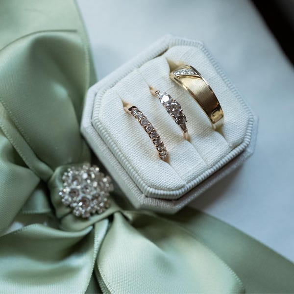 Triple Slot Octagon Velvet Ring Box Custom Wedding Ring Box Engagement ...