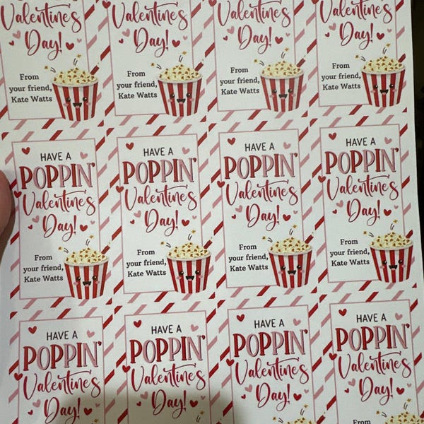 Printable Have a Popping Valentine's Day Card, Popcorn Valentine Tag ...