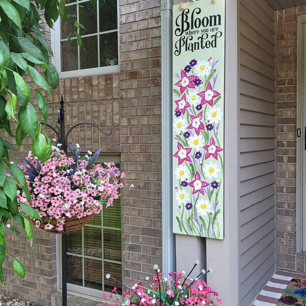BEAUTIFUL Floral Porch Sign Porch Leaner With Flowers Spring/summer ...