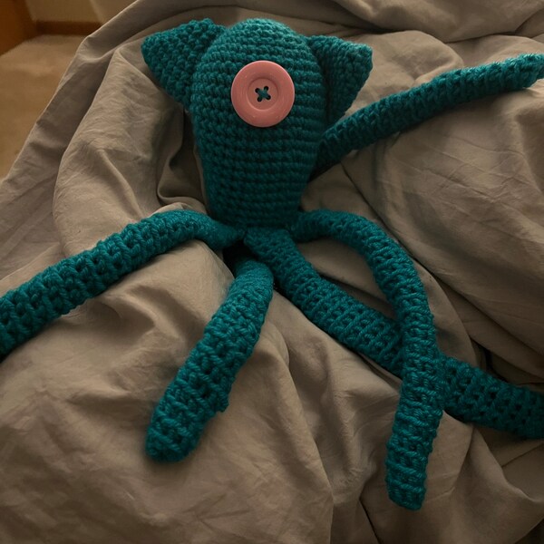 Crocheted One Eyed Octopus Bright Turquoise - Etsy